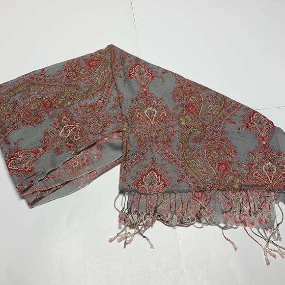 Accessories | Sale Grey Pink And Green Paisley Pattern Scarf | Poshmark